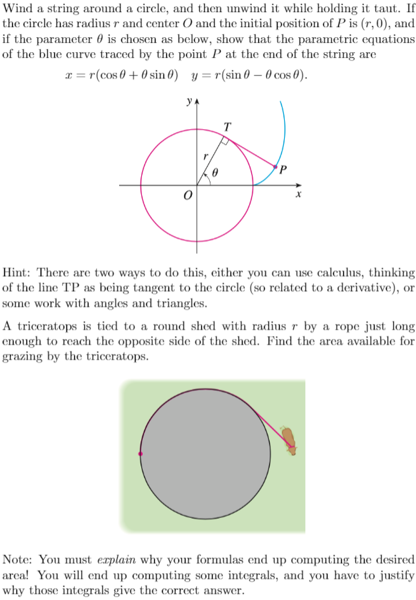 Solved Wind a string around a circle, and then unwind it | Chegg.com