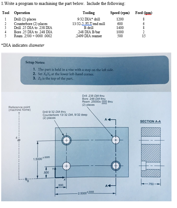 1.Write a program to machining the part below. | Chegg.com