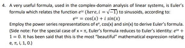 Solved 4. A very useful formula, used in the complex-domain | Chegg.com