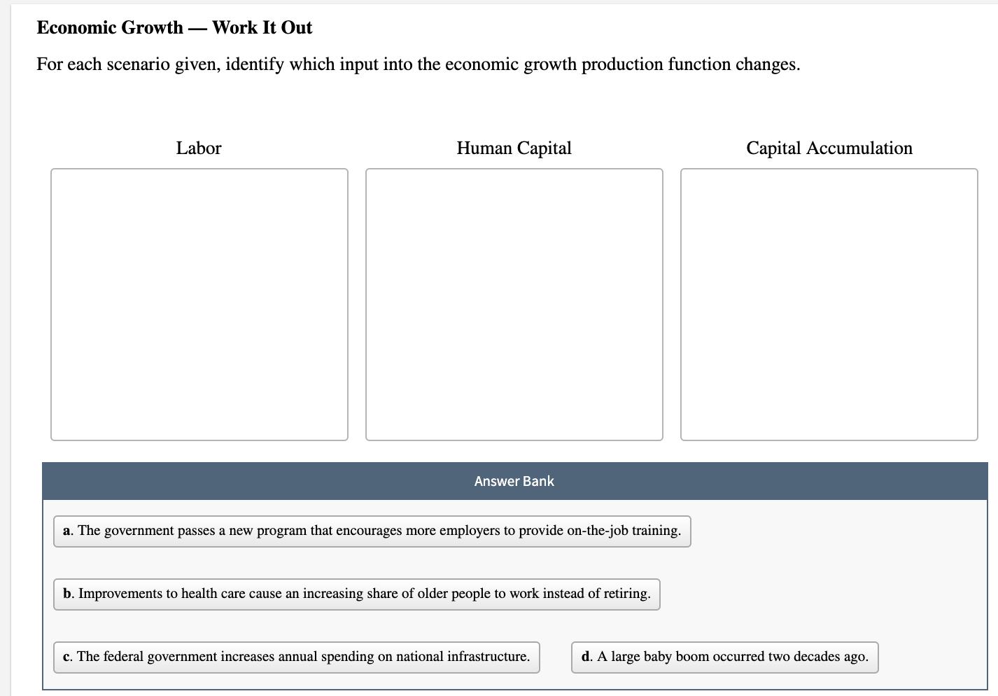 Solved Economic Growth — Work It Out For each scenario | Chegg.com
