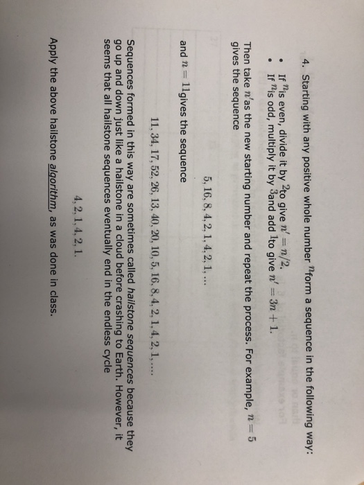 Solved 4. Starting with any positive whole number "form a | Chegg.com