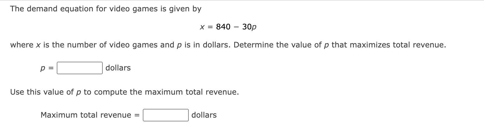 Solved The demand equation for video games is given by | Chegg.com