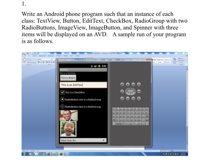 Solved Write an Android phone program such that an instance | Chegg.com