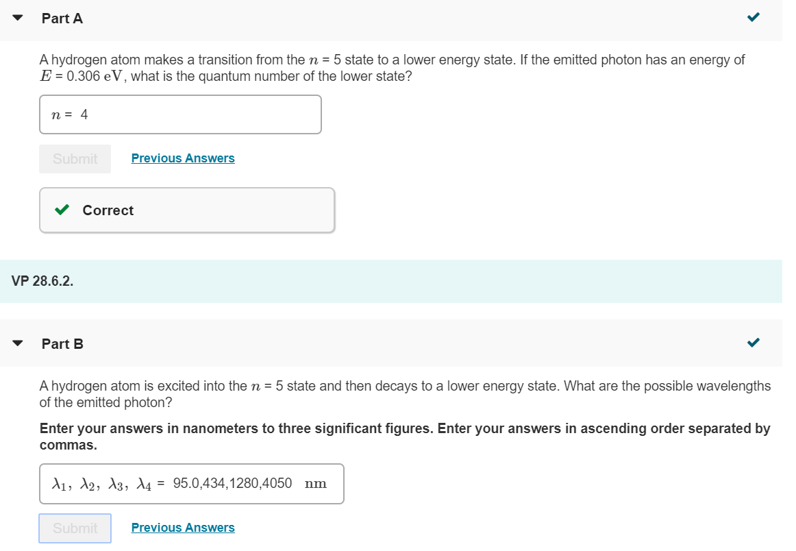 Solved Part A A Hydrogen Atom Makes A Transition From The N