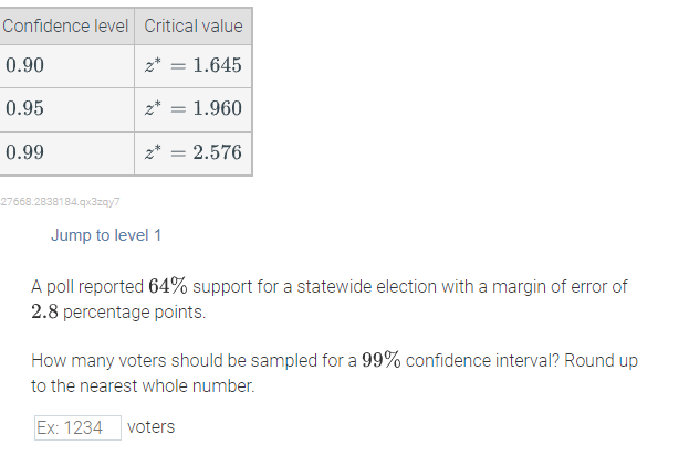 Solved A poll reported 64% support for a statewide election | Chegg.com