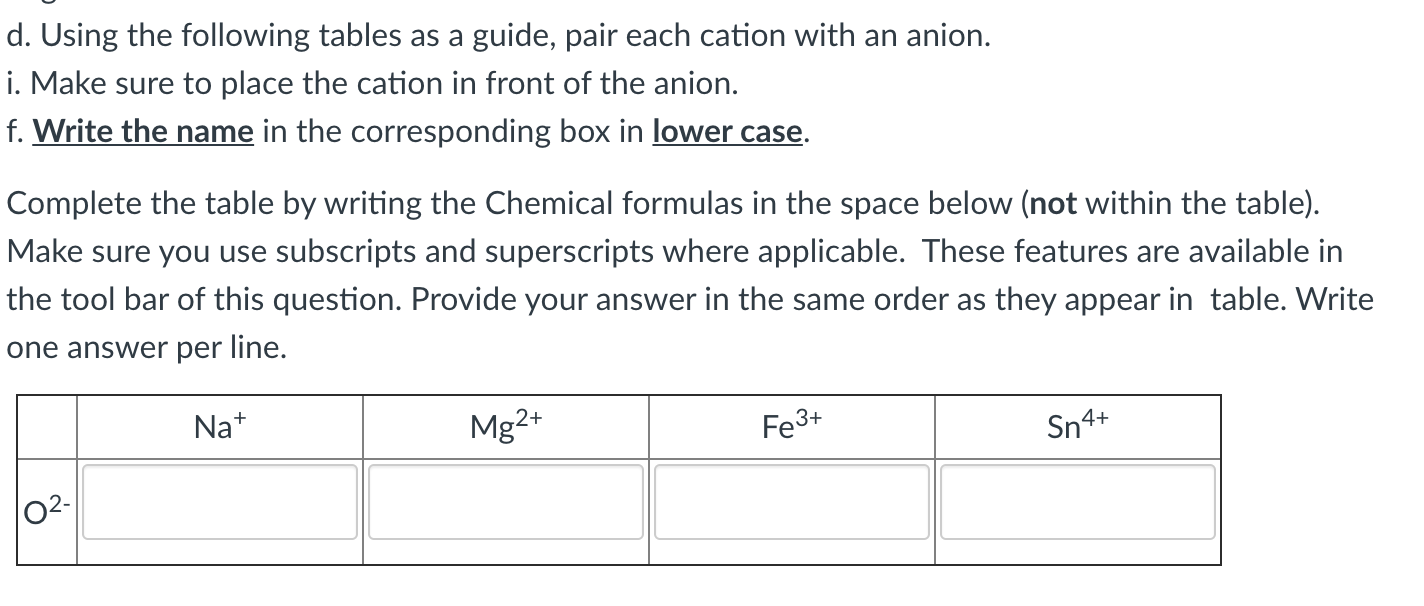 Solved Page 9: Ionic nomenclature tables. d. Using the | Chegg.com