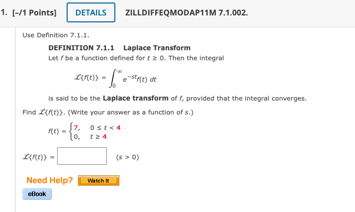 Solved 1. [-/1 Points) DETAILS ZILLDIFFEQMODAP11M 7.1.002. | Chegg.com Solved 1. [-/1 Points) DETAILS ZILLDIFFEQMODAP11M 7.1.002. | Chegg.com