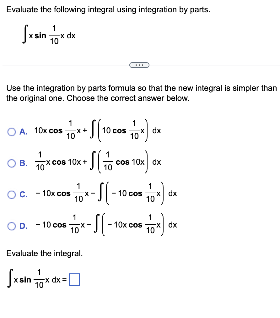 Solved Evaluate the following integral using integration by | Chegg.com