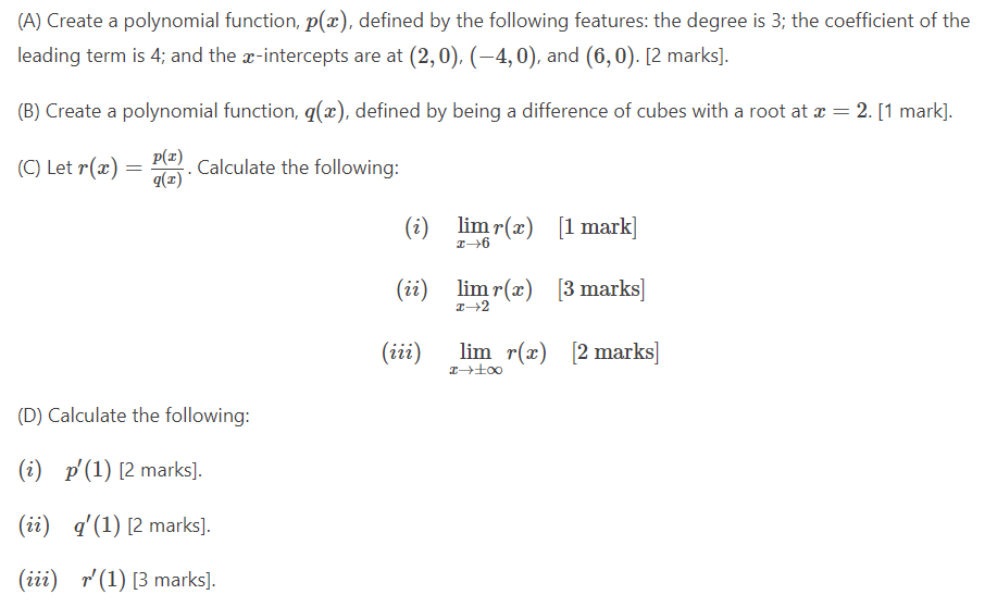 Solved (A) Create a polynomial function, p(2), defined by | Chegg.com