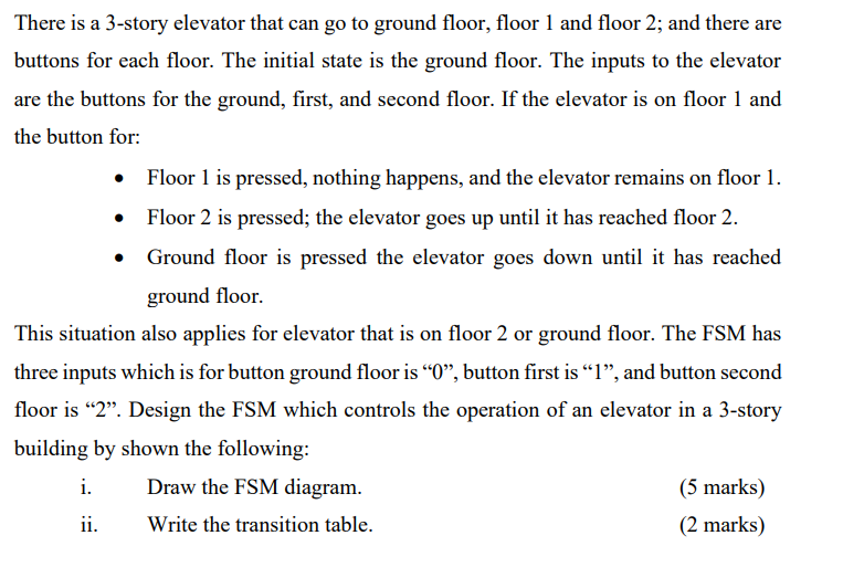 Solved There is a 3-story elevator that can go to ground | Chegg.com