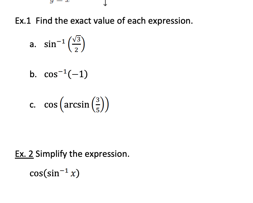 Solved Ex.1 Find the exact value of each expression. a. | Chegg.com