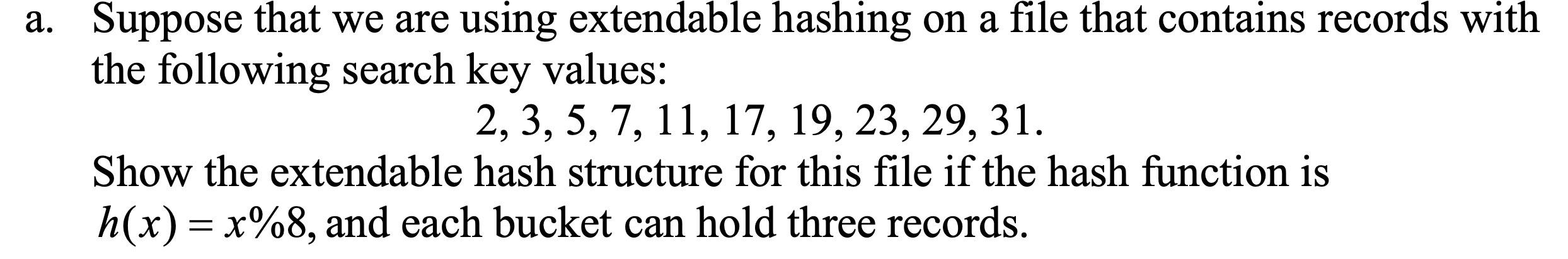 Solved A Suppose That We Are Using Extendable Hashing On A 