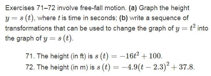 Solved Exercises 71-72 involve free-fall motion. (a) Graph | Chegg.com