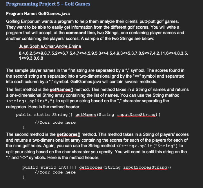 Solved Programming Project 5 - Golf Games Program Name: | Chegg.com