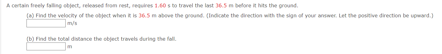 Solved A certain freely falling object, released from rest, | Chegg.com
