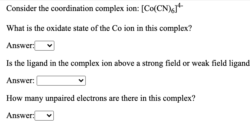 Solved The complex [Fe(ox)3]3- has one unpaired electron. | Chegg.com