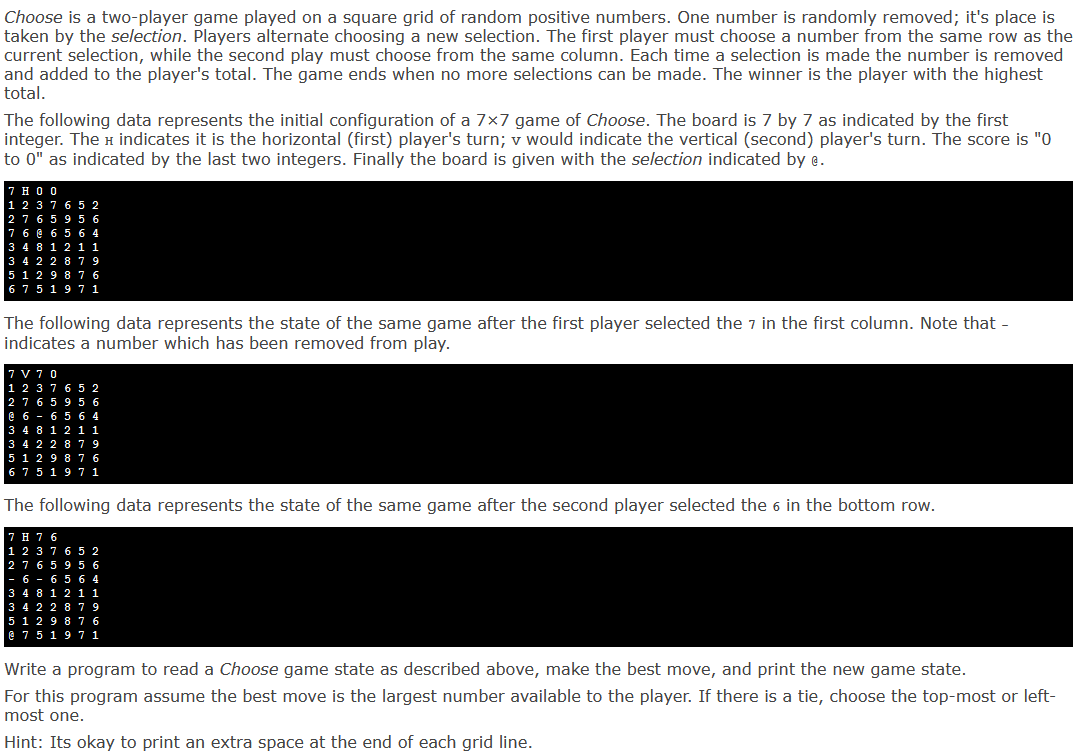 Solved Choose is a two-player game played on a square grid | Chegg.com