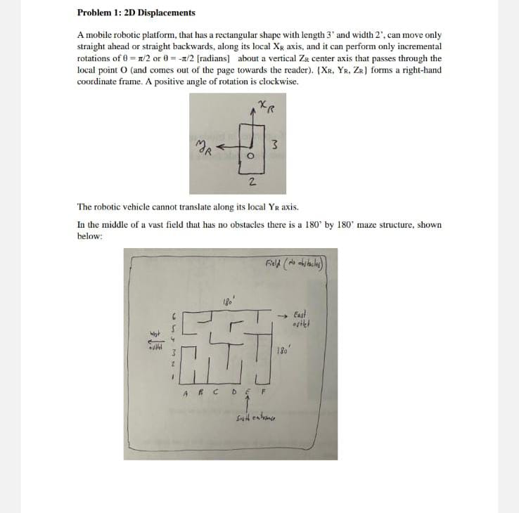 Solved Problem 1: 2D DisplacementsA mobile robotic platform, | Chegg.com