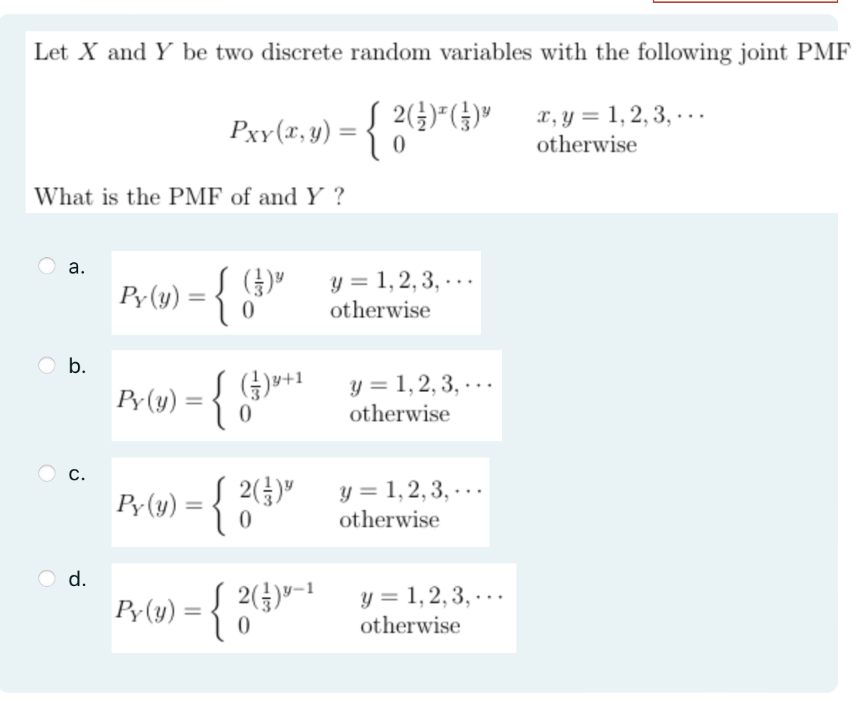 Solved Let \\( X \\) and \\( Y \\) be two discrete random | Chegg.com