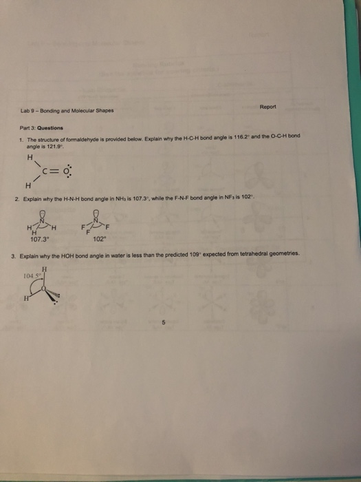 Solved Report Lab 9- Bonding and Molecular Shapes Part 3: | Chegg.com Solved Report Lab 9- Bonding and Molecular Shapes Part 3: | Chegg.com