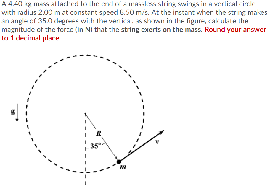 Solved A 4.40 kg mass attached to the end of a massless | Chegg.com