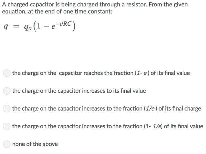 Solved A charged capacitor is being charged through a | Chegg.com