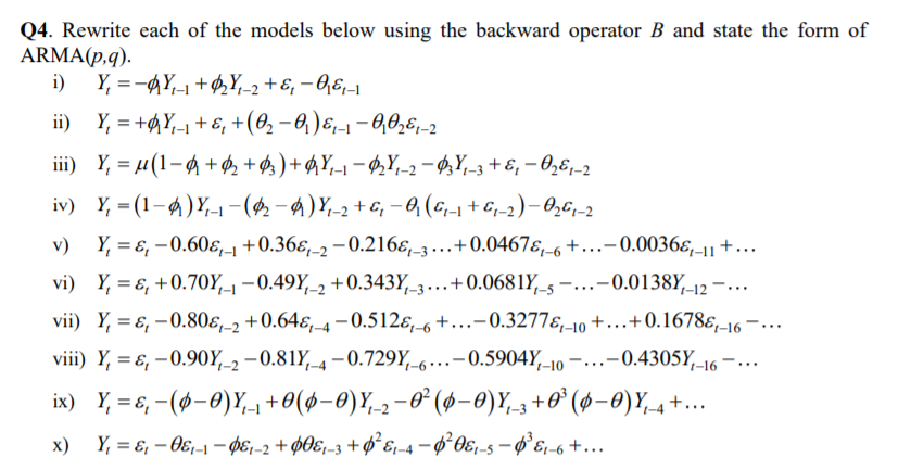 Solved Q4. Rewrite each of the models below using the | Chegg.com