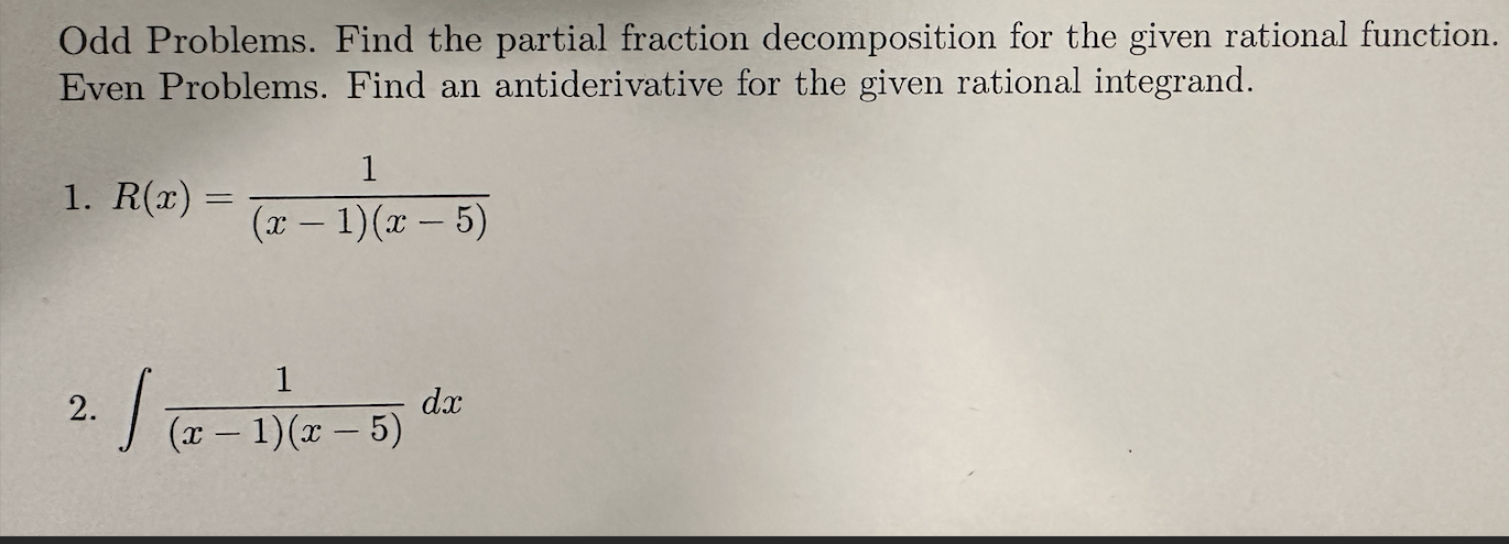 Solved Odd Problems Find The Partial Fraction Decomposition