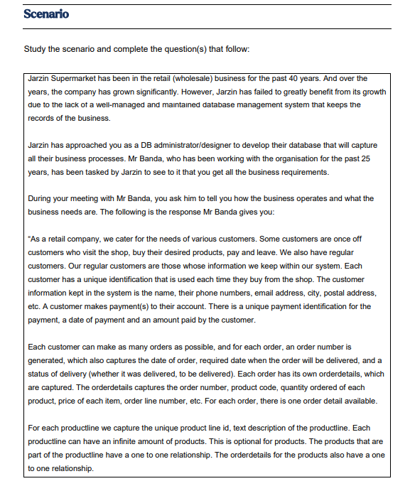 Solved Scenario Study the scenario and complete the | Chegg.com