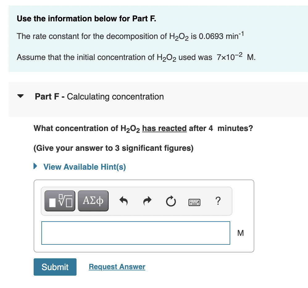 Solved Use the information below for Part F. The rate | Chegg.com