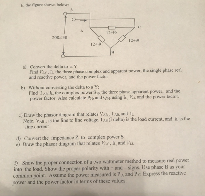 Solved In the figure shown below: a) Convert the delta to a | Chegg.com