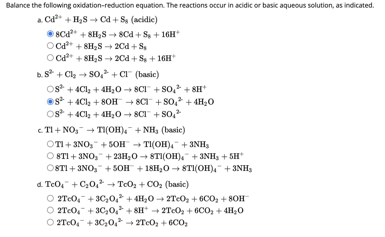 Solved the following oxidation-reduction equation. The | Chegg.com
