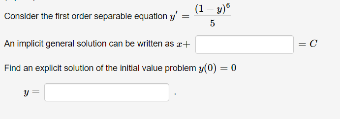 Solved Consider the first order separable equation | Chegg.com
