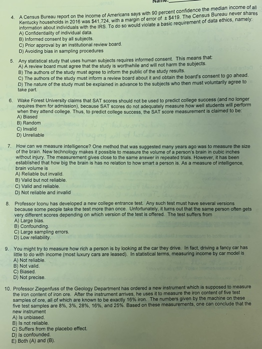 Solved A Census Bureau report on the income of Americans | Chegg.com