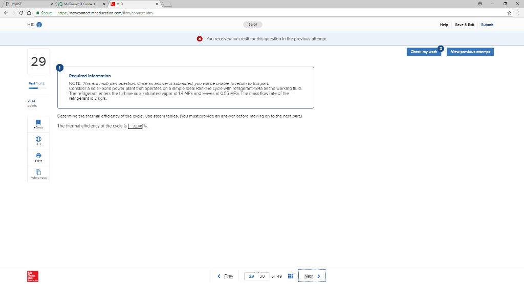 С O i Secure I https, newconnect.mheducaton.com/flow | Chegg.com