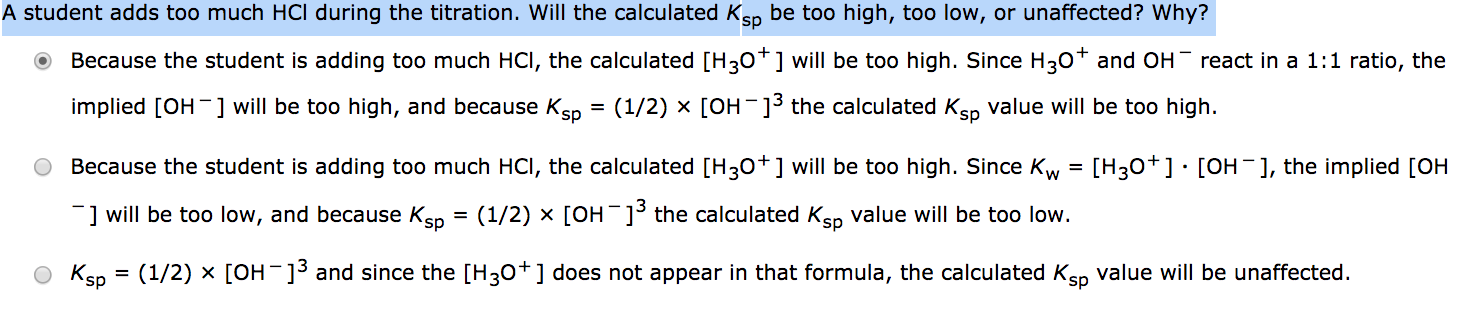 Solved A student adds too much HCl during the titration. | Chegg.com
