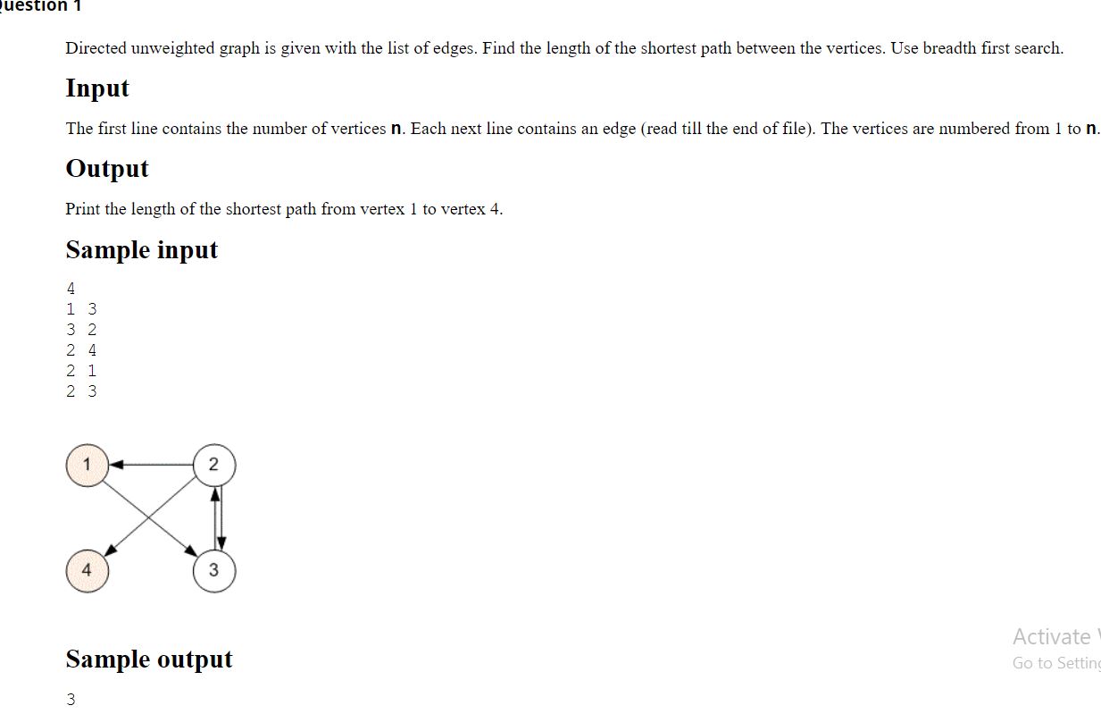 Solved Directed unweighted graph is given with the list of | Chegg.com