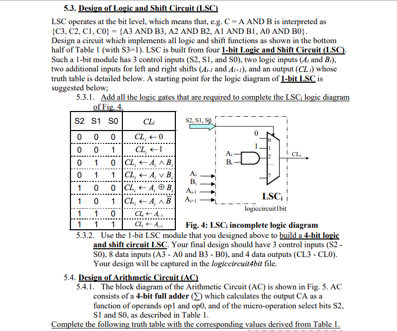 DIA 5.3. Design of Logic and Shift | Chegg.com
