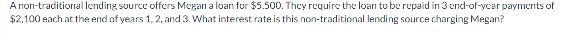 Solved A non-traditional lending source offers Megan a loan | Chegg.com
