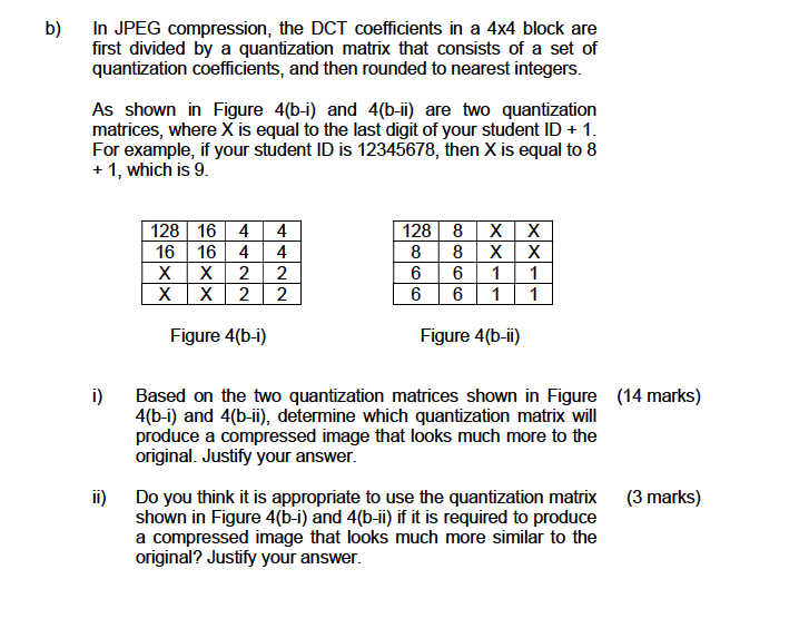 Solved b) In JPEG compression, the DCT coefficients in a 4x4 | Chegg.com