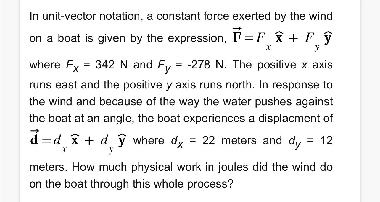 Solved In unit-vector notation, a constant force exerted by | Chegg.com