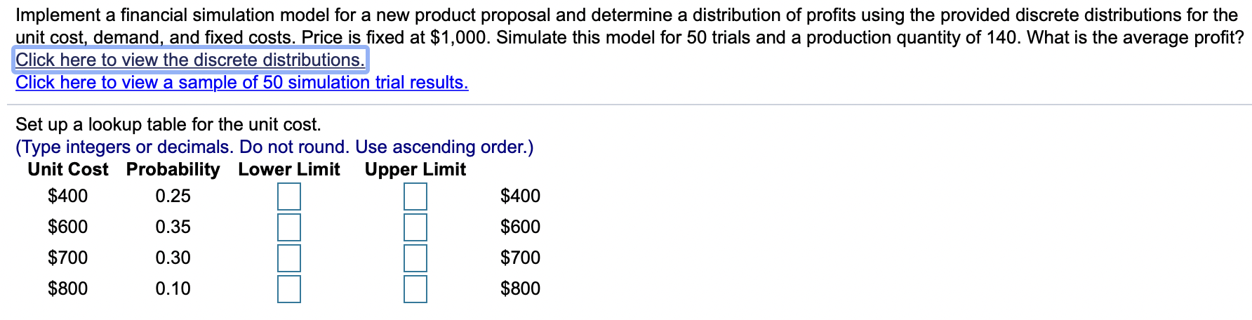 Solved Implement a financial simulation model for a new | Chegg.com