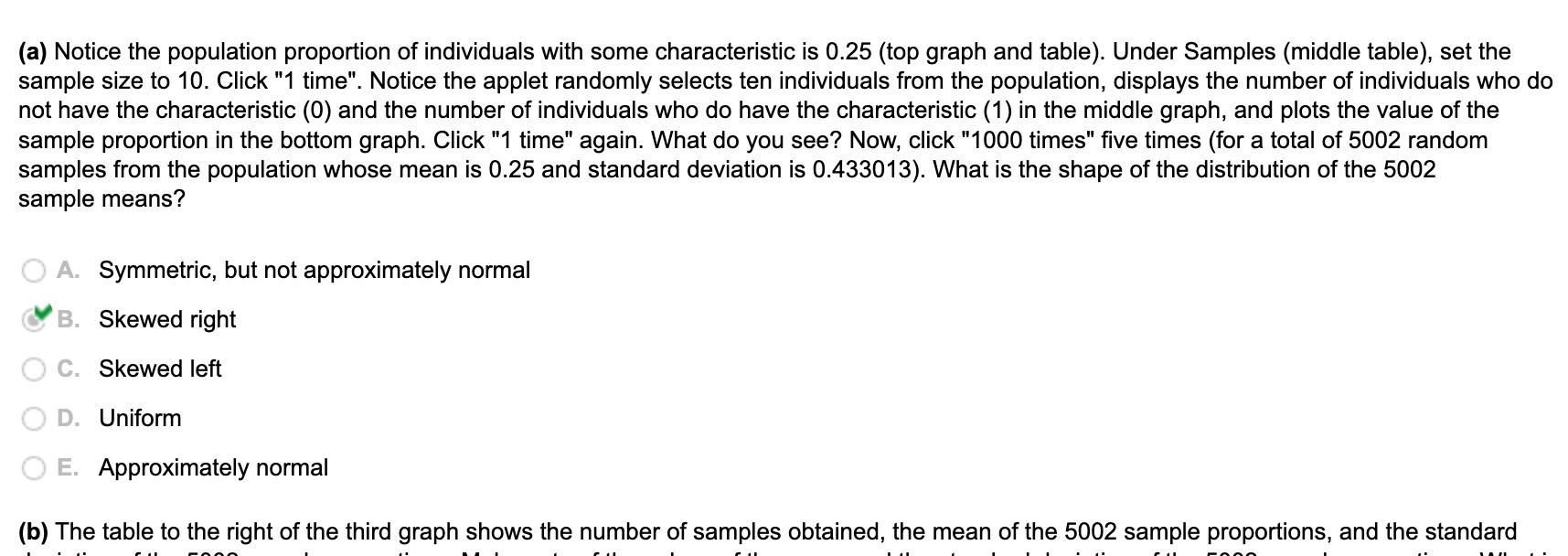 Solved Open the Sampling Distributions . Use the applet to | Chegg.com