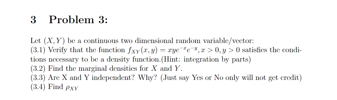 Solved 3 Problem 3: Let (X,Y) be a continuous two | Chegg.com