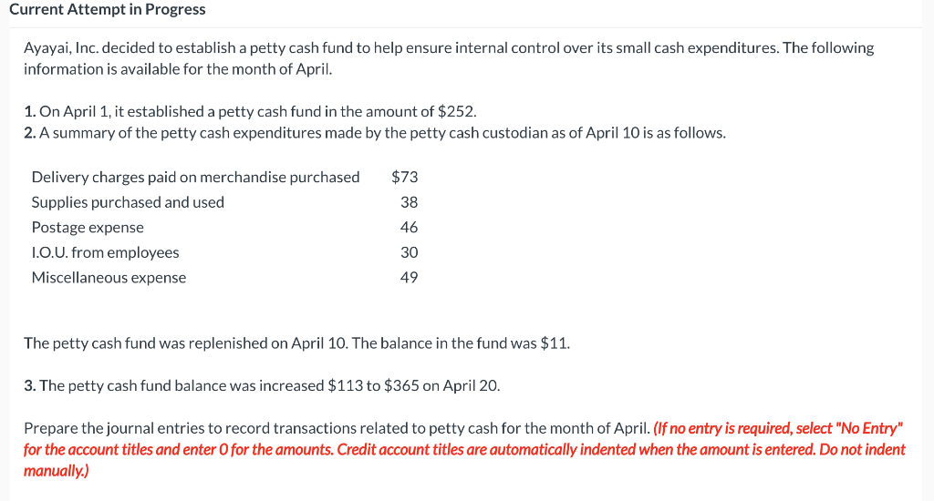 Solved Current Attempt in Progress Ayayai, Inc. decided to | Chegg.com