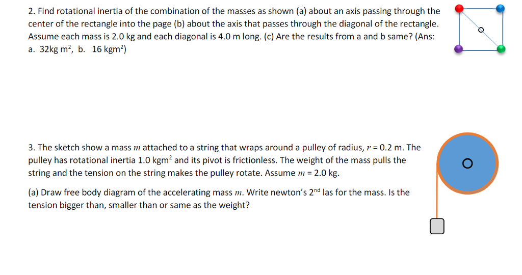 Solved 2. Find rotational inertia of the combination of the | Chegg.com