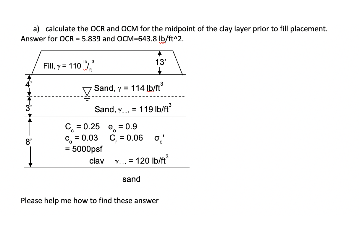 Solved a) calculate the OCR and OCM for the midpoint of the | Chegg.com