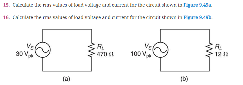 Solved 5. Calculate the rms values of load voltage and | Chegg.com