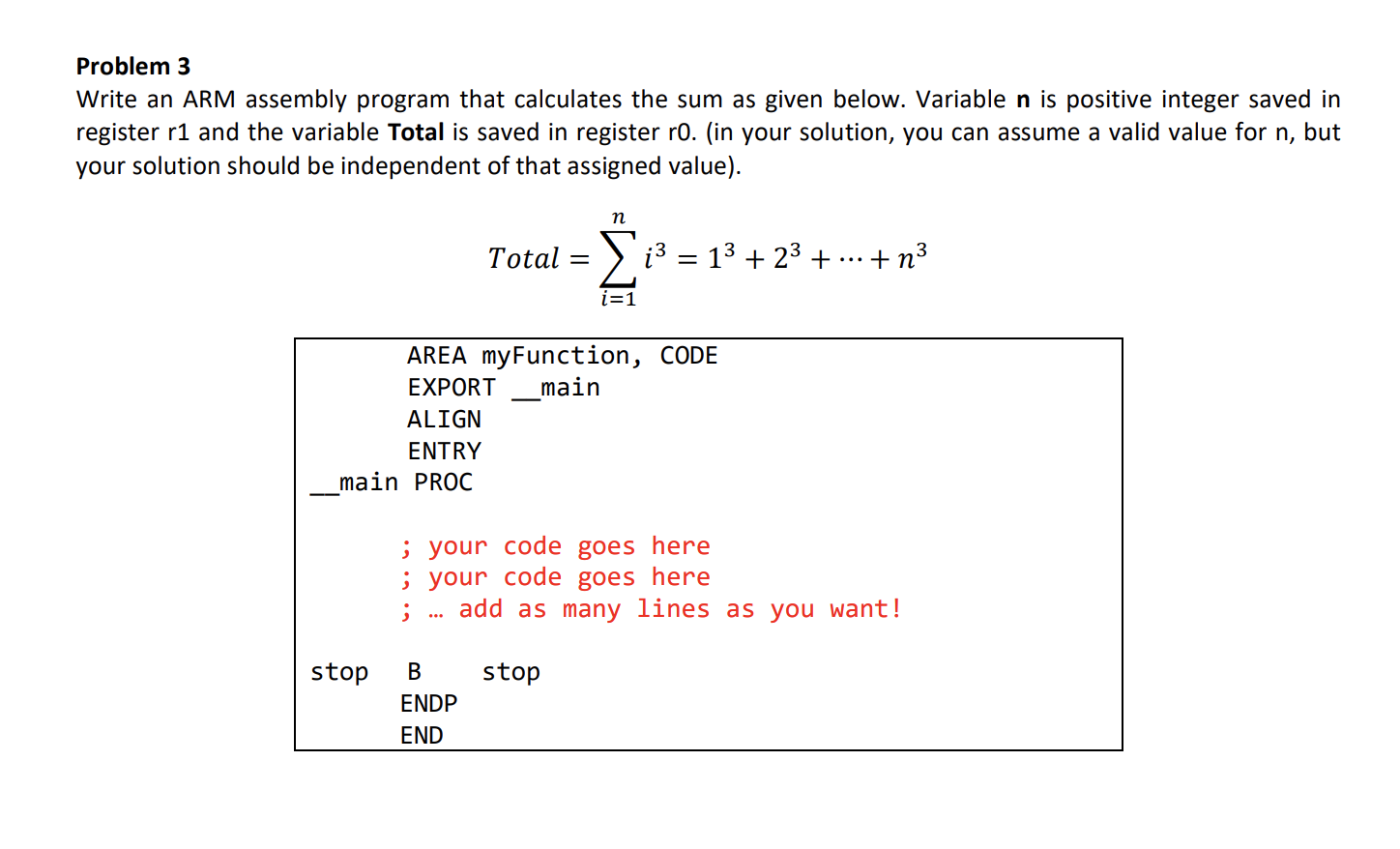 Solved Problem 3 Write An Arm Assembly Program That 
