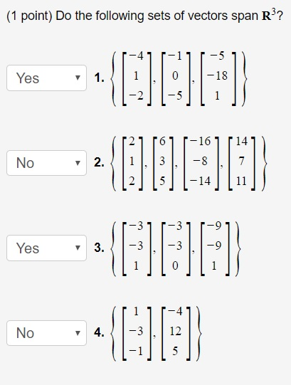 Which of the Following Sets of Vectors Span R3